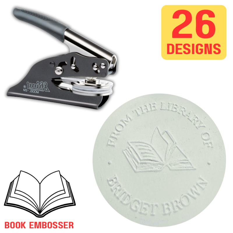 Book Embosser - Shiny EM Custom Book Embossing Seal - 26 templates ...