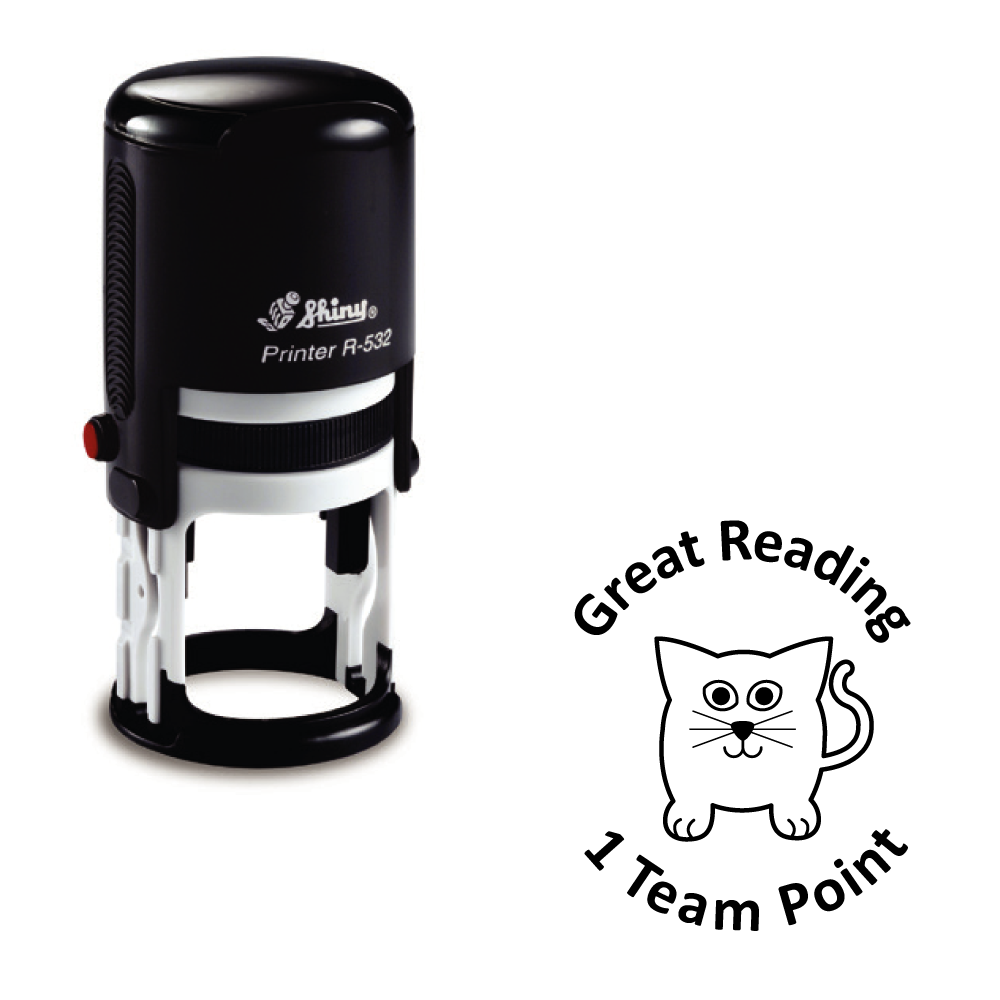 Shiny Custom Text Cat Self-Inking Rubber Stamp - Stamps Direct Ltd