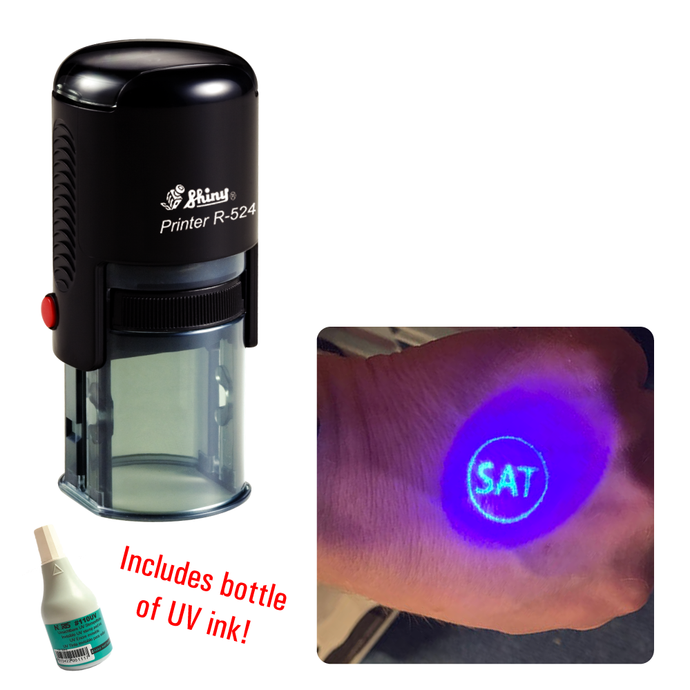 UV Self-inking Hand Stamp - 22mm Circular - Stamps Direct Ltd