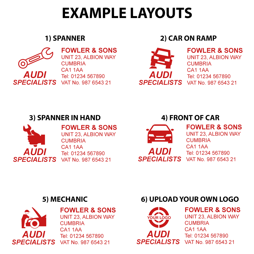 Shiny Custom Self-Inking Audi Service Book Stamp - Stamps Direct Ltd