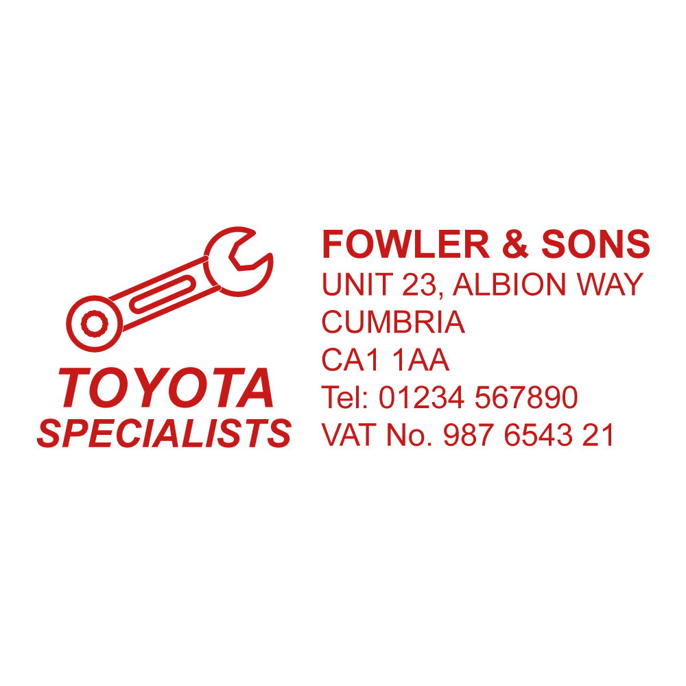 Toyota Service Book Stamp - Stamps Direct Ltd