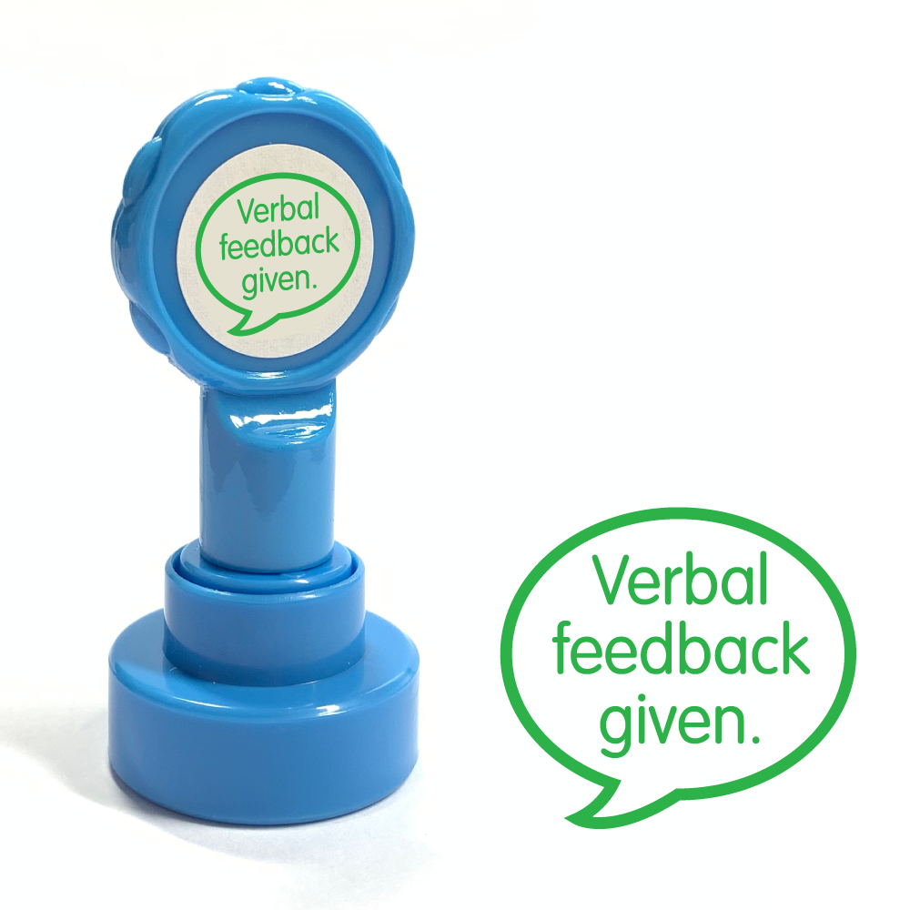 Funz 'Verbal Feedback Given' Pre-Inked Rubber Stamp - Stamps Direct Ltd