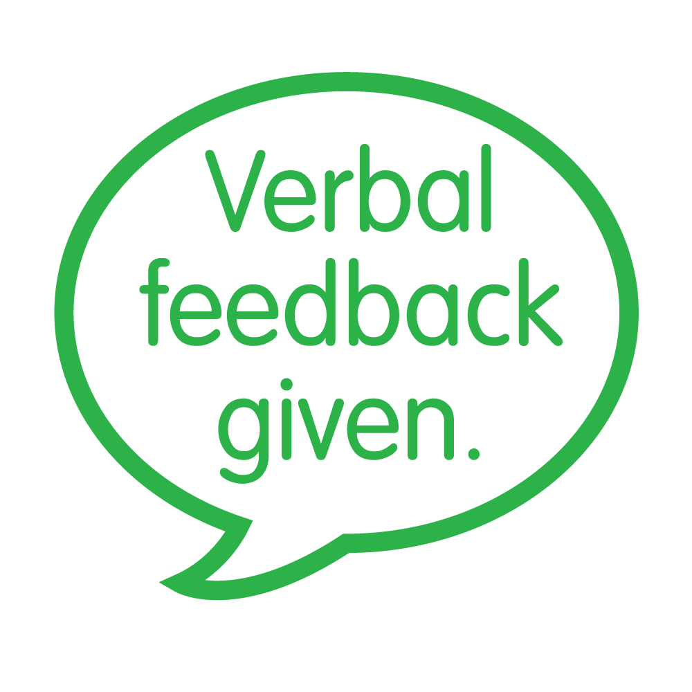 Funz 'Verbal Feedback Given' Pre-Inked Rubber Stamp - Stamps Direct Ltd