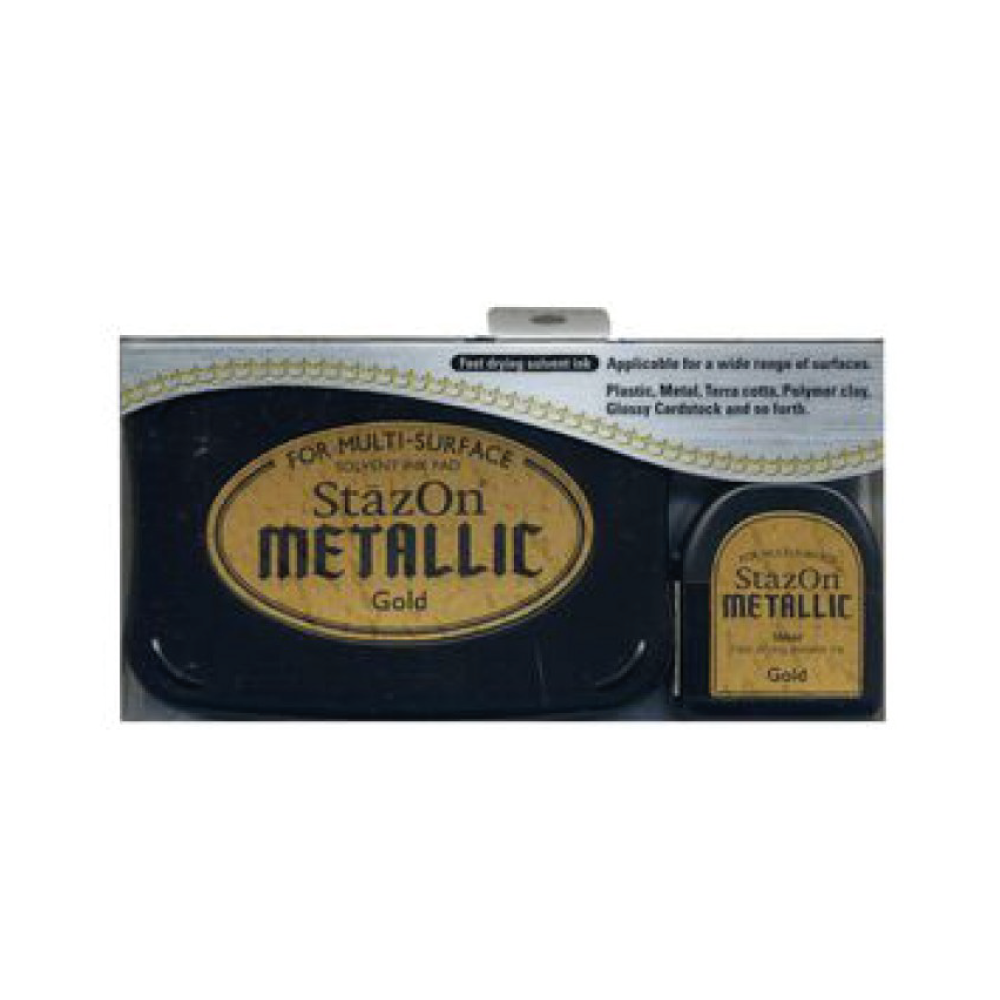 Metallic Gold StazOn Multi-Surface Ink Pad and Ink set - Stamps Direct