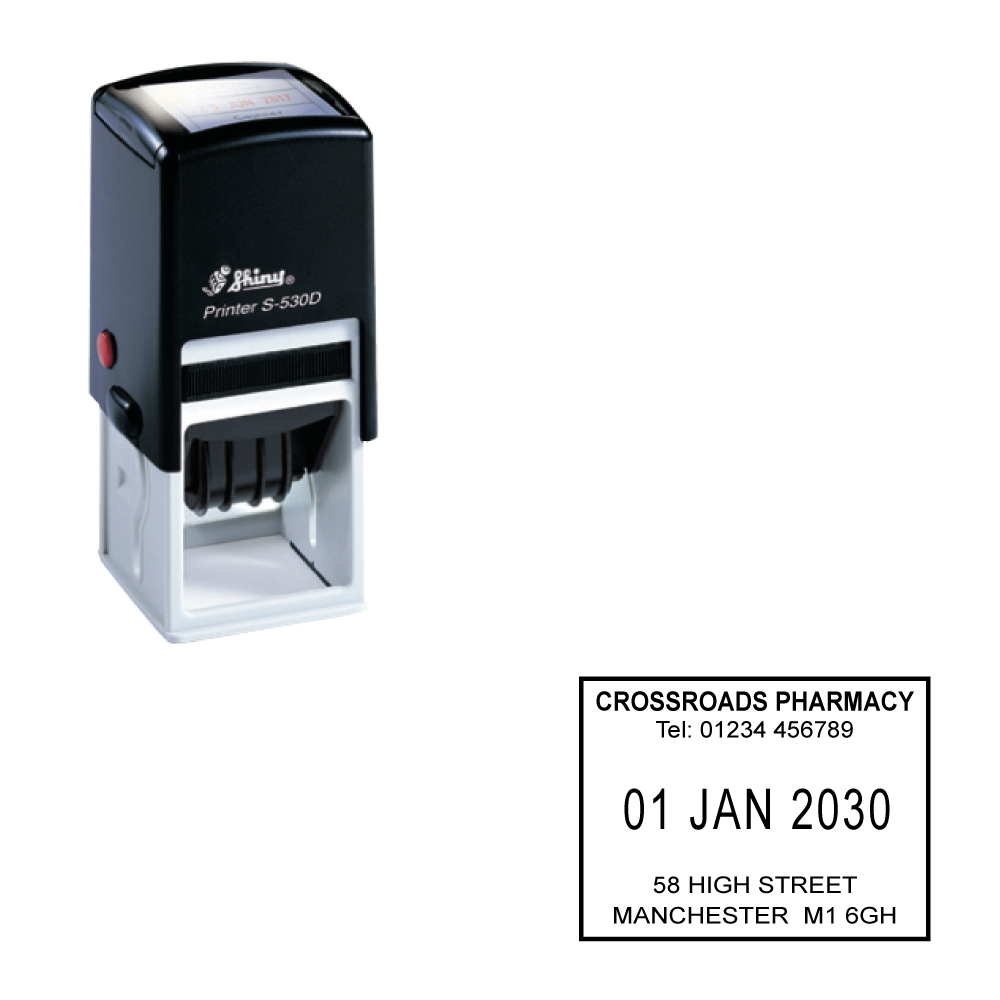 Self-inking Plastic Cased Prescription Stamp 30x25mm - Stamps Direct