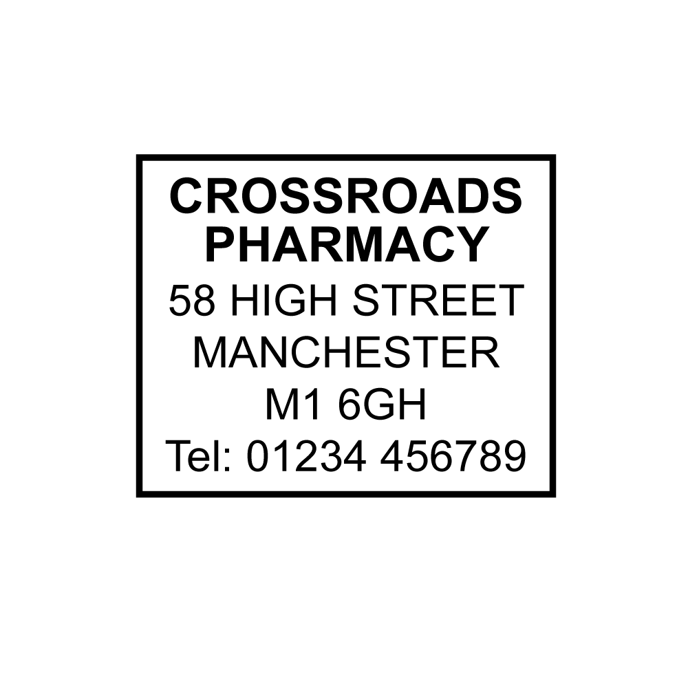 Pharmacy Address Stamp (Self-inking Heavy Duty) 27 x 22mm - Stamps Direct