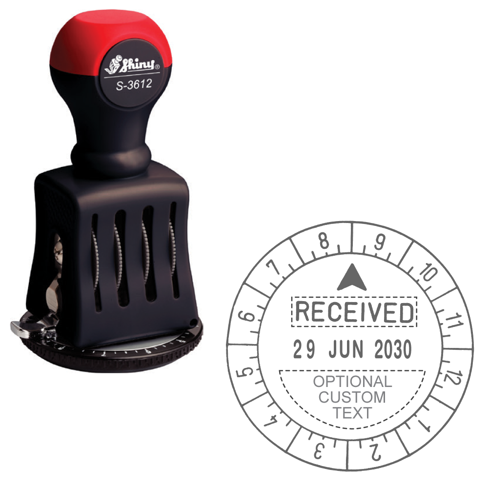 Shiny S-3612 Custom 12 Hour Time & Date Traditional Rubber Stamp ...
