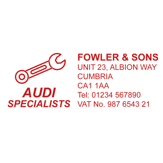 Shiny Custom Self-Inking Audi Service Book Stamp - Stamps Direct Ltd