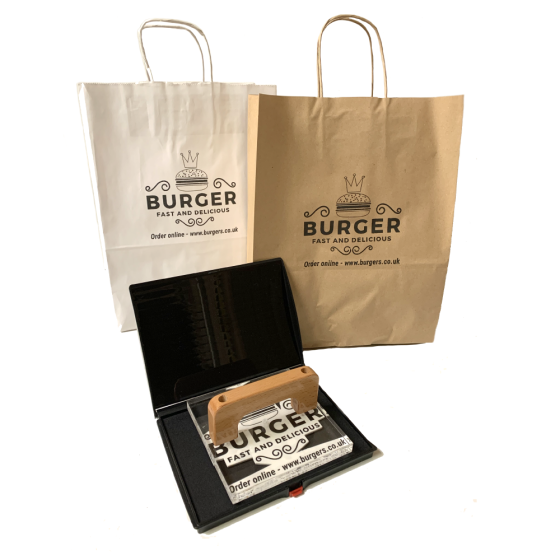 Paper Bag Stamp Kit (custom stamp, ink pad & free bags) - Size 3 ...
