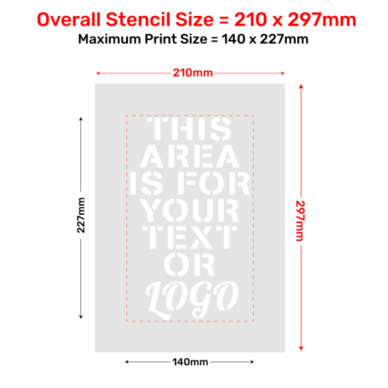 A4 Custom Stencil - 297 x 210mm (227 x 140mm max print size) - Stamps ...